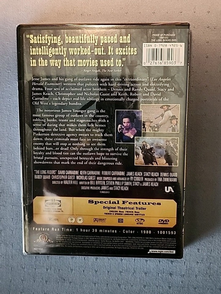 The Long Riders (DVD, 2001, Western Legends) Sealed Brand New ...