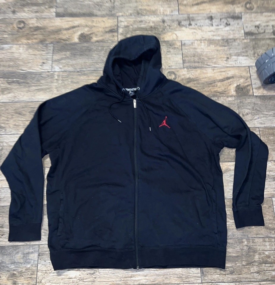 VTG Y2K Black Air Jordan Zip Up Hoodie Red Logo Men’s Size 4XL | eBay