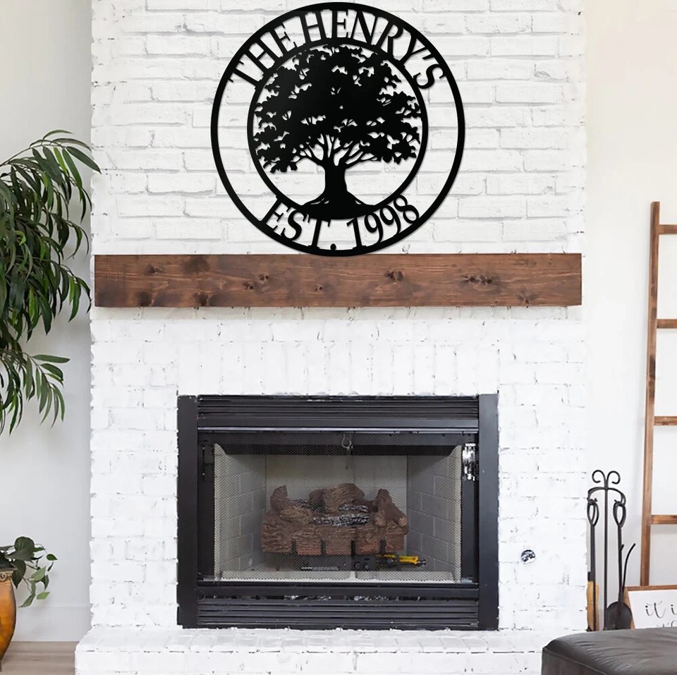 Personalized Oak Tree Laser Cut Metal Sign, Monogram Wall Art, Custom ...