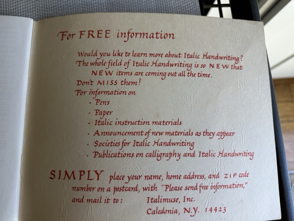 Vintage “Write Italic!” Fred Eager Paperback Book Calligraphy Practice ...