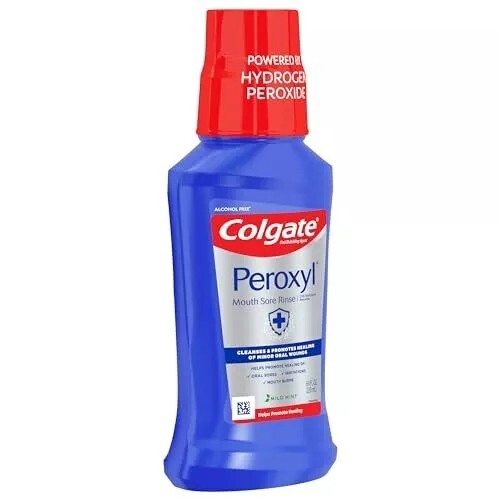 Colgate Peroxyl Antiseptic Mouth Sore Rinse Alcohol Free 1.5% Hydrogen ...
