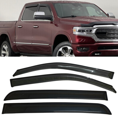 Fit 2019-2024 Ram 1500 Crew Cab Window Visors Sun Vent Shade Rain Wind ...