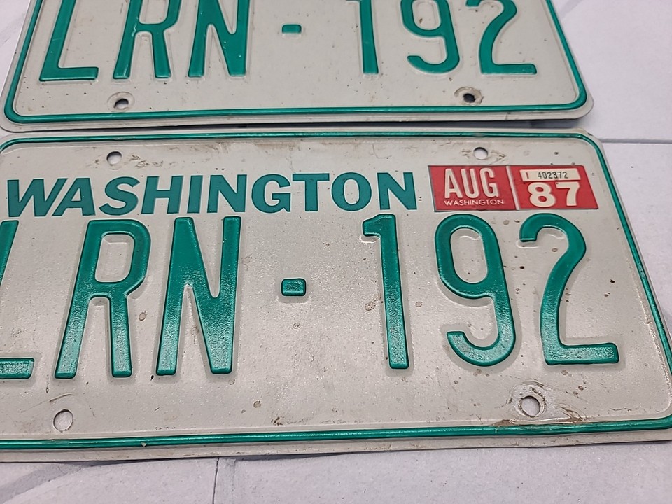 WASHINGTON 1986 1987 License Plates ORIGINAL **PAIR**. FREE SHIPPING ...