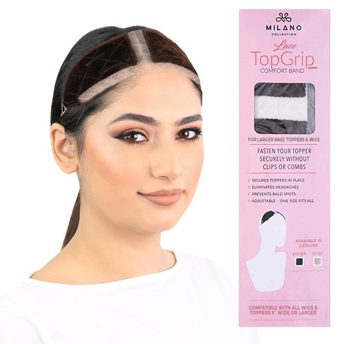 MILANO COLLECTION Lace Top Grip Comfort Band for Toppers Hair Chocolate ...