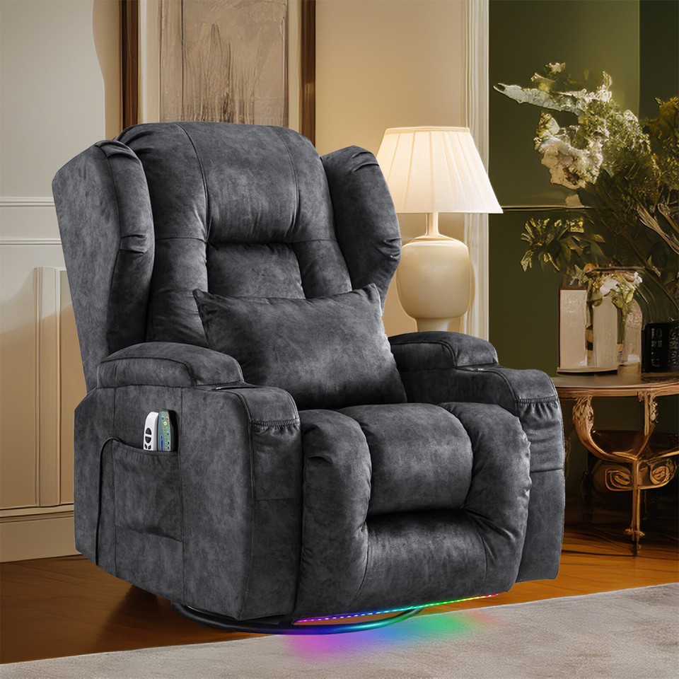 Swivel Glider Rocker Recliner Power Rocking Chair with Massage and ...
