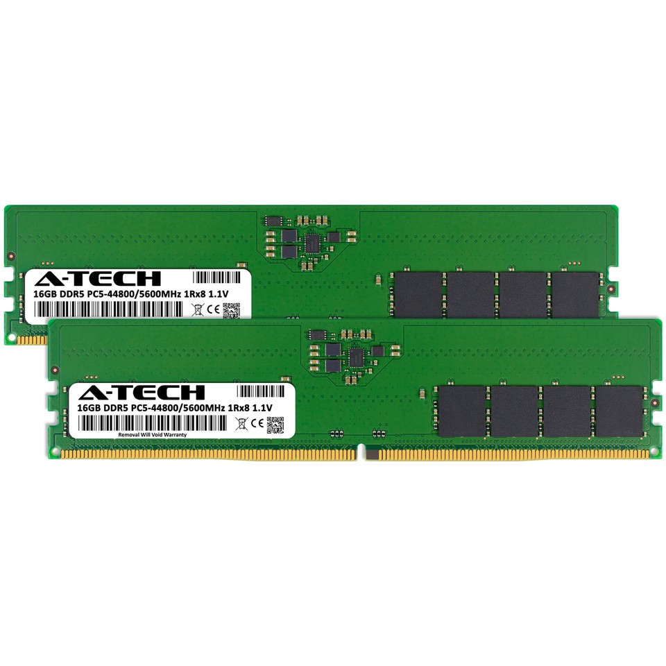 A-Tech 32GB 2x 16GB DDR5 5600 MHz Desktop DIMM PC5-44800 288-Pin Memory ...