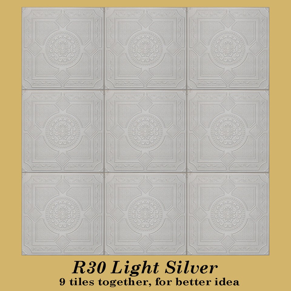 Decorative Texture Ceiling Tiles 20x20 Styrofoam Glue UP - R30 Light ...