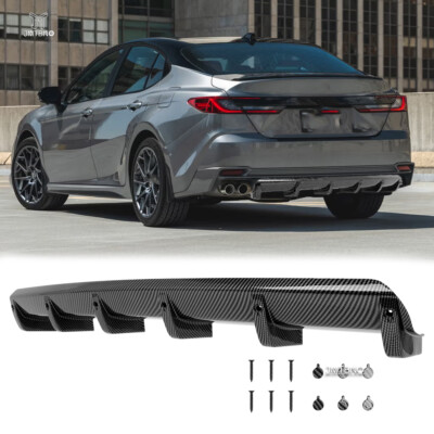 For Toyota Camry SE XSE LE Rear Bumper Lip Diffuser Fin Spoiler Carbon ...