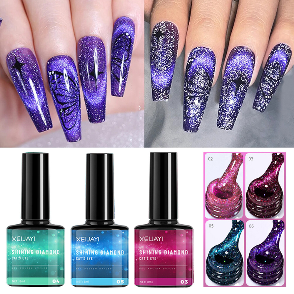 Crystal Diamond Soak Off UV Gel Magnetic Cat Eye Nail Gel Polish Soak ...