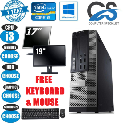 DELL Computer PC Intel Core i3 Desktop 1TB HDD 8GB RAM 19" TFT WINDOWS ...