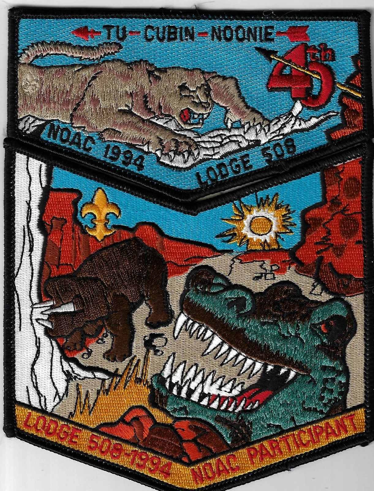 OA Tu-Cubin-Noonie Lodge 508 1994 NOAC Flap Set BLK Bdr. UNPC 591 Provo ...