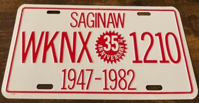 Saginaw WKNX 210 Booster License Plate Radio Station 1947-1982 Michigan ...