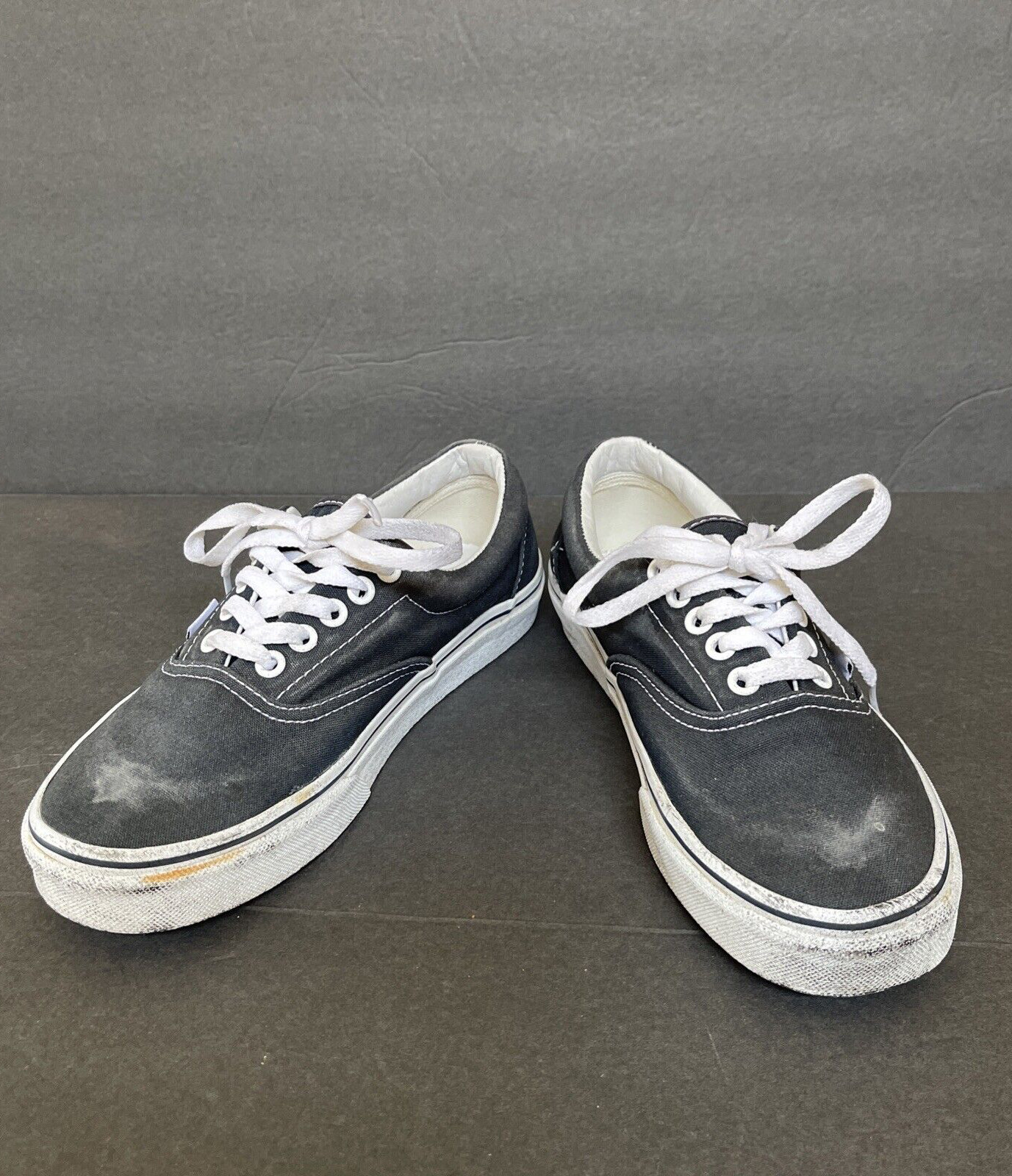 Thrashed VANS Classic Era Black/White Canvas Shoes Sn… - Gem