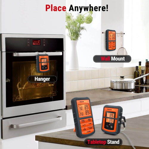 ThermoPro TP08 500FT Wireless Meat Thermometer for Grilling Bright ...