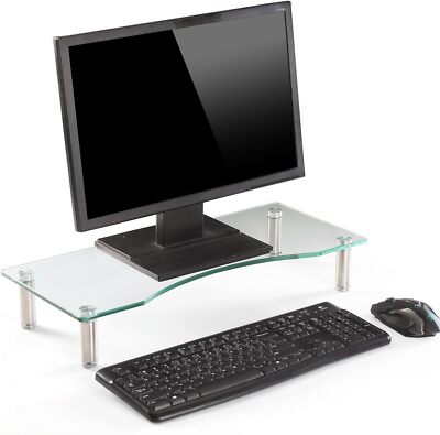Ttap Clear Glass Monitor Stand / Laptop & Computer TV Screen Riser / Height 56cm | eBay UK
