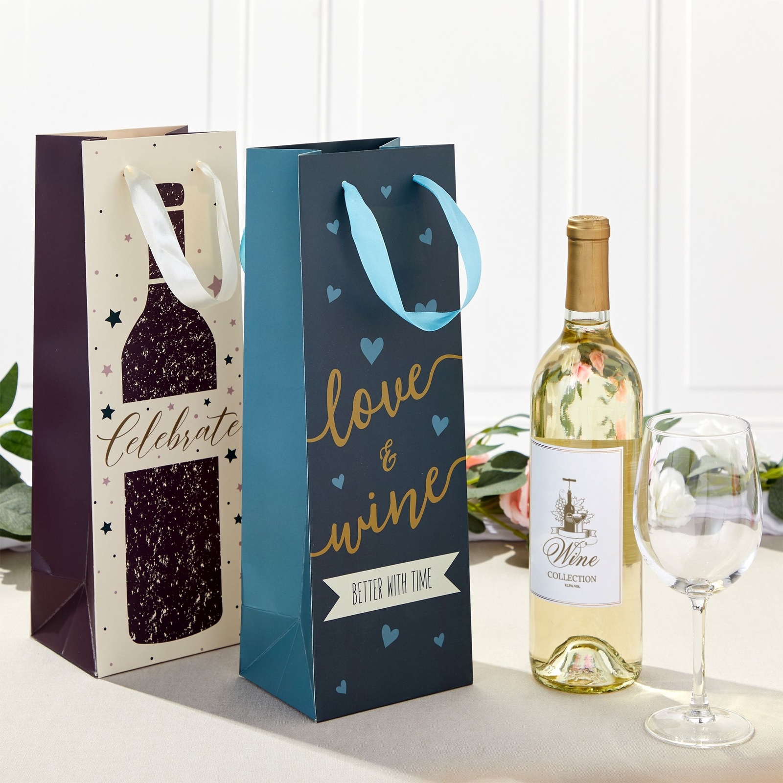 12 Pack Wine Bottle Gift Bags with Handles for Wedding, Birthday, 4 ...