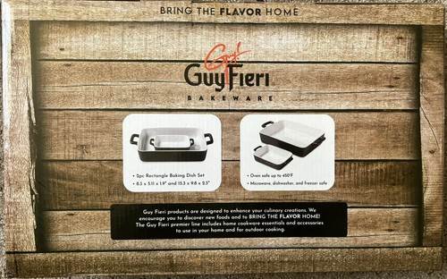 Guy Fieri Metallic Glazed Stoneware Bakeware 2 PC Rectangle Baking Dish ...