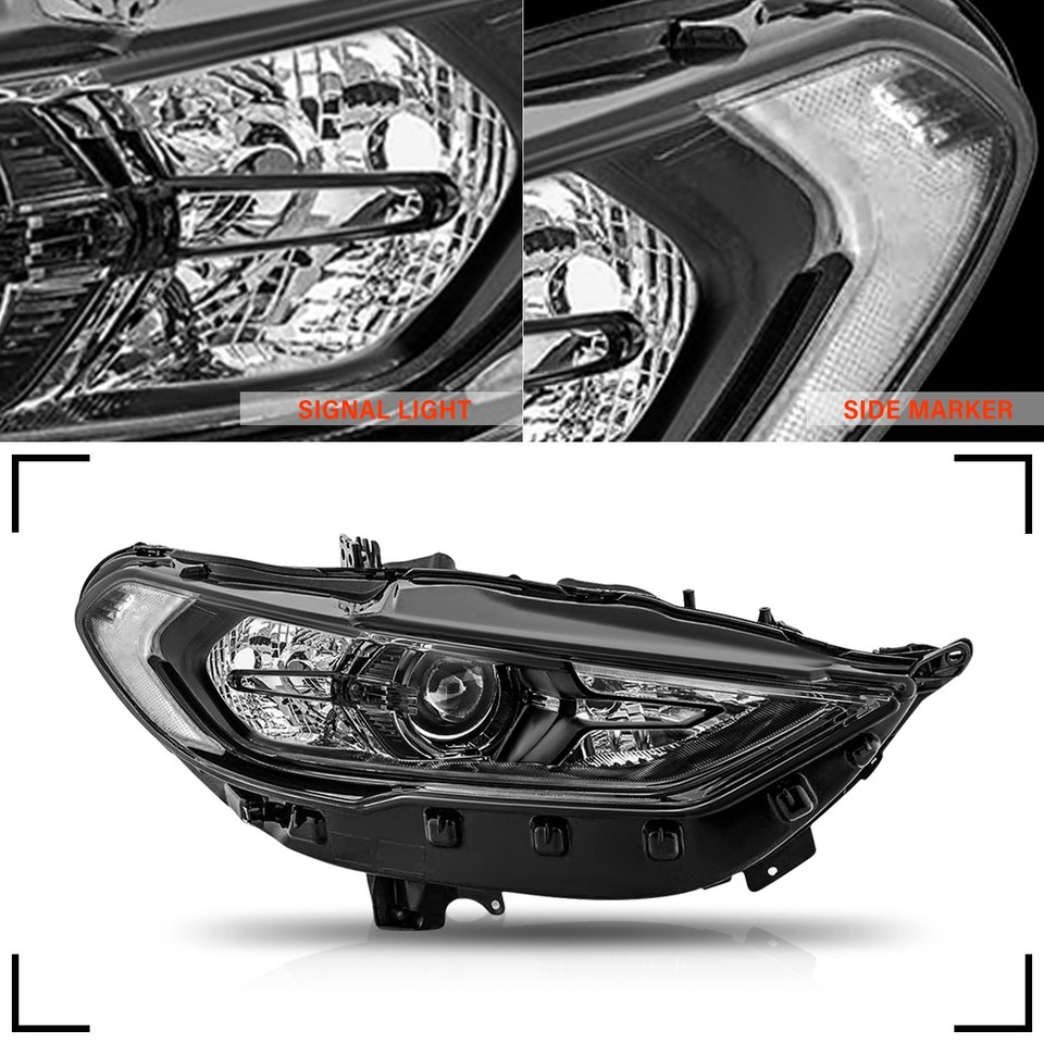 Pair Headlights Assembly For 2017-2020 Ford Fusion Black Housing w ...