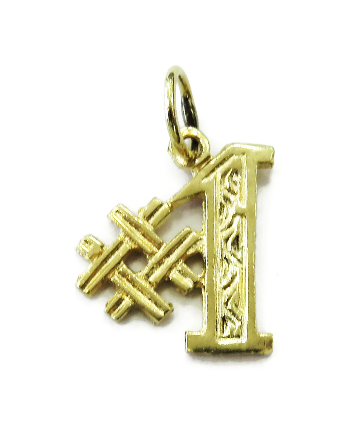 14K Yellow Gold Number # 1 Charm Necklace Pendant ~ 0.9g | eBay