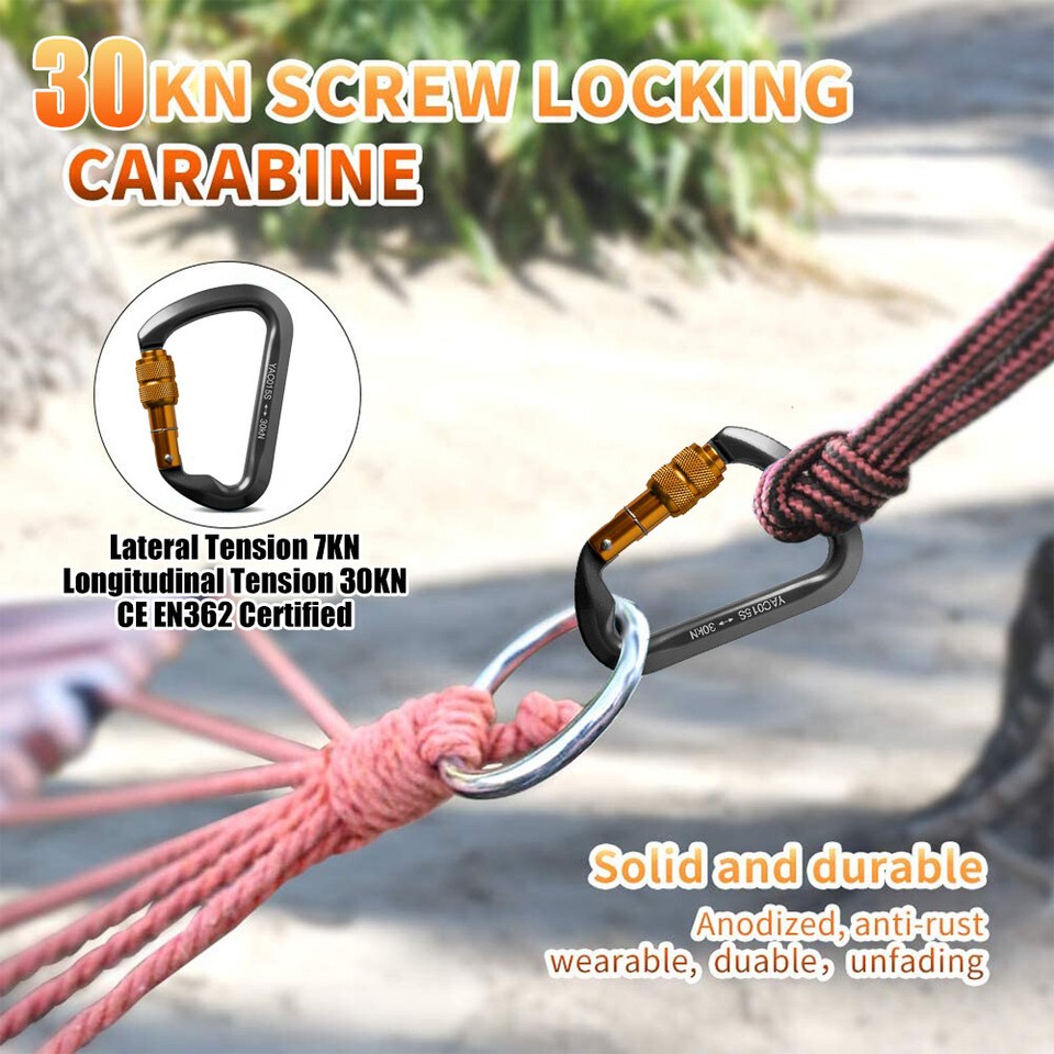 Climbing Locking Carabiner Rescue Eye to Eye Loop Prusik Rock Climbing ...