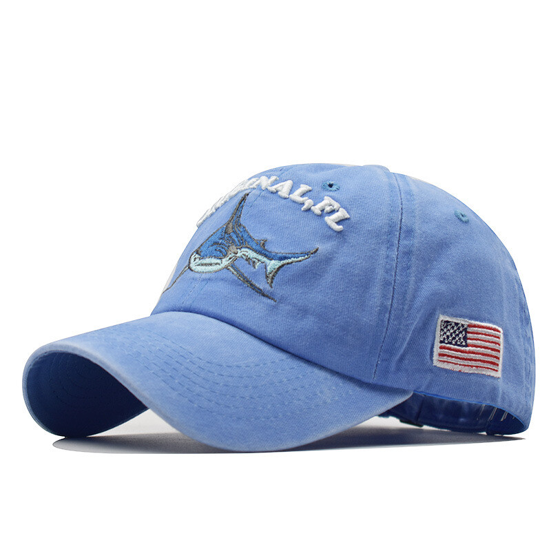 New Washed Embroidered Shark Baseball Cap For Men 2020 Hat Summer ...