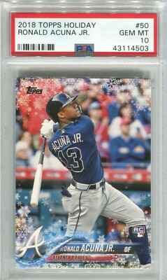 RONALD ACUNA 2018 Topps Holiday Snowflake bat down RC rookie PSA 10 NL ...