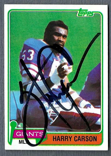 Harry Carson New York Giants Autographed Signed 1981 Topps Card #475 ...