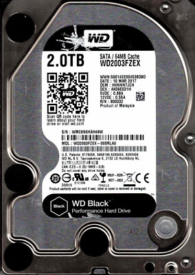 WD2003FZEX-00SRLA0, HHNNNTJCH, WD SATA 2TB MAR 2017 WMC6 | eBay