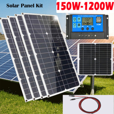 150W 300W 600W 1200W Watt Mono Solar Panel 12V Off-Grid Battery Charger ...