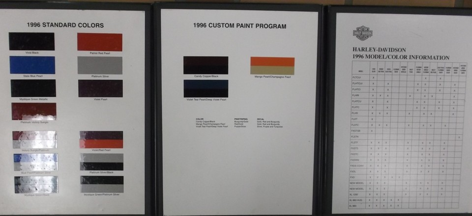 1996 Harley Davidson Dyna Super Wide Glide Low Rider Color Chart Book ...