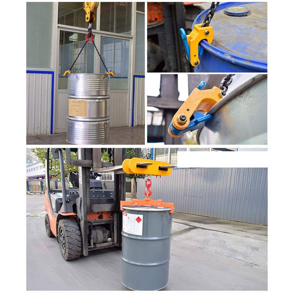 Plastic+Metal Drum / Barrel Lifting Sling 1-Ton Chain Lifter for Drums ...