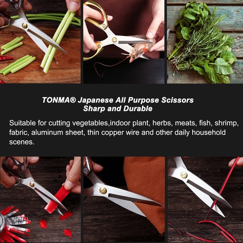 TONMA Kitchen Scissors [Made in Japan] Heavy Duty Stainless Steel All ...