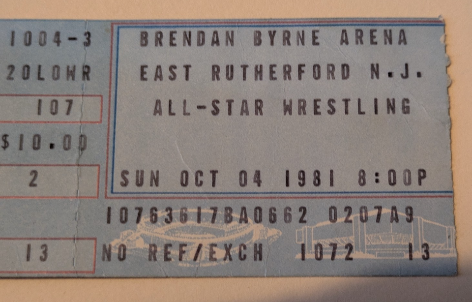 Oct 4th 1981 WWF Ticket * BRUNO Farewell Match * 1st Meadowlands ...