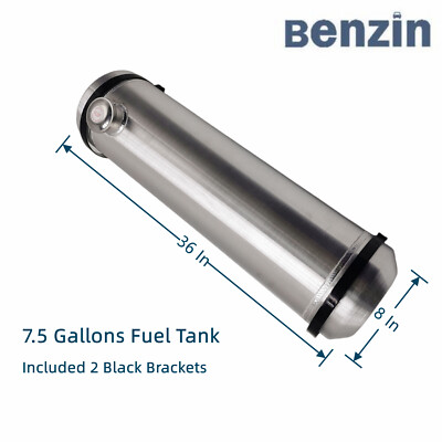 LOWEST PRICE Fuel GAS Tank 7.5 Gallons 8''x36''Spun Aluminum 1/4'' NPT ...