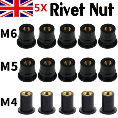 5/10/20X RUBBER WELL NUTS RIVET RUB NUT CAVITY WALL FAIRING FIXINGS M4 ...