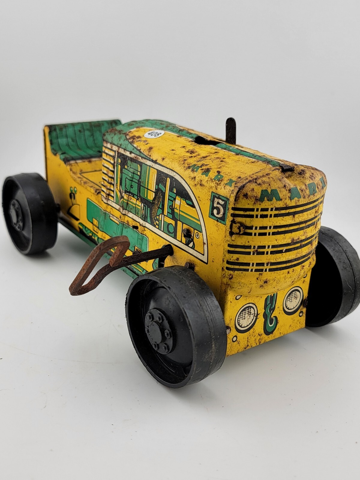 Antique Collectible Marx Yellow Green Keywind Tin Tractor No 5 Winds Up ...