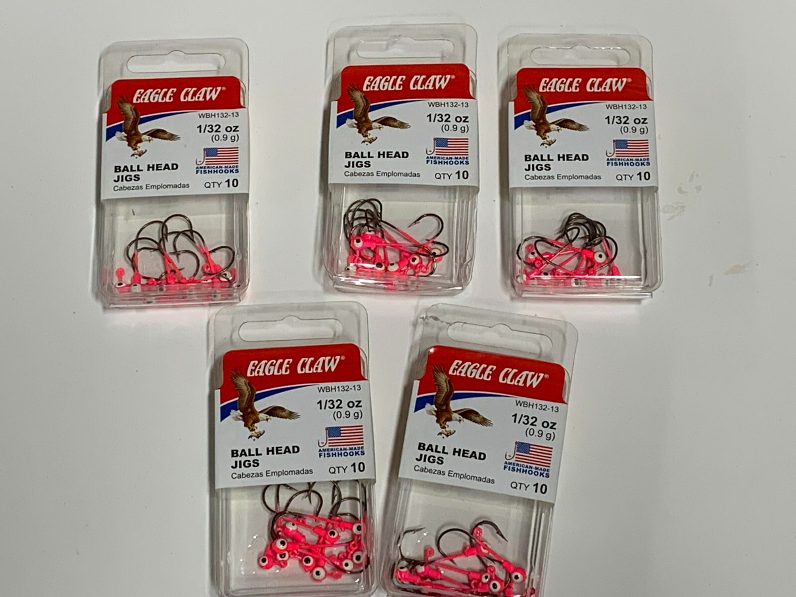 Lot of 5 Eagle Claw 10cnt. 1/32oz Ball Head Jigs Pink Bulk | eBay