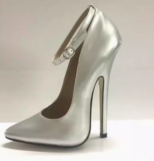 Womens PU Leather 18cm Super High Heels Straps Buckle Pointed Toe ...