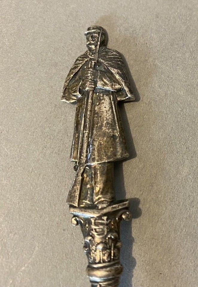 Antique Sterling Silver Patriotic Souvenir Spoon with Soldier & Eagle ...