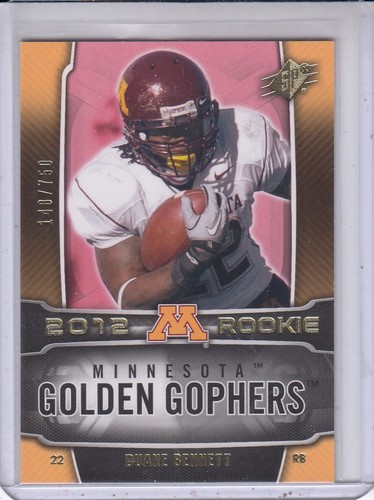 DUANE BENNETT 2012 Upper Deck SPx #172 148/750 MN Golden Gophers | eBay