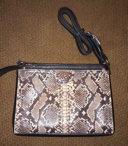 Brighton Black Python Pretty Tough Studded City Crossbody Organizer Bag Purse | eBay