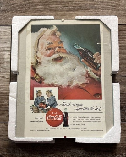 FRAMED 1955 Coke Coca Cola SANTA Christmas ORIGINAL print ad NAT GO | eBay