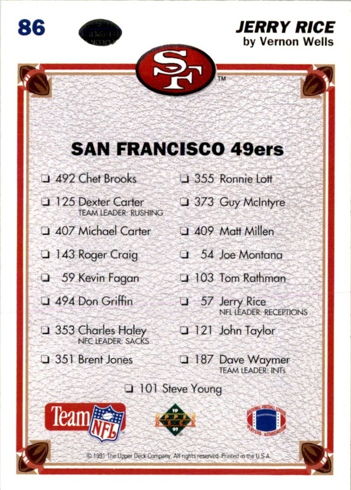1991 Upper Deck Jerry Rice San Francisco 49ers #86 | eBay