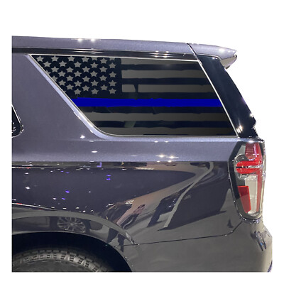 Distressed USA Blue Line Flag Decals for Chevy Tahoe window 2021-2024 ...