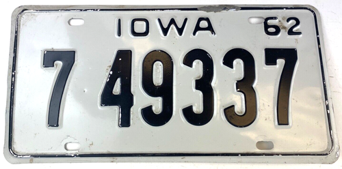 Vintage Iowa 1962 License Plate Car Black Hawk Co. Man Cave Decor ...