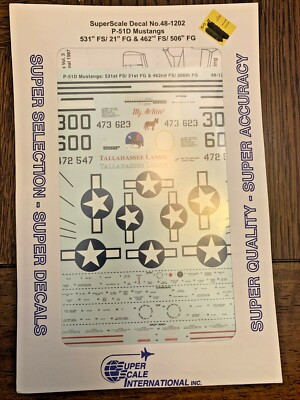 SuperScale decals 1/48 48-1202 P-51D Mustangs 531st FS/ 21st FG & FG ...