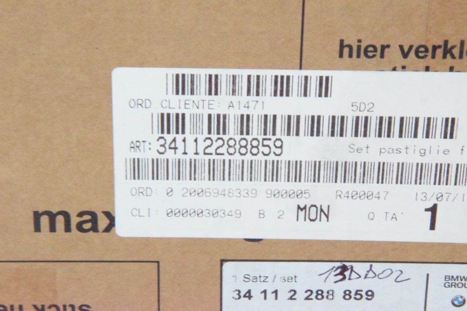 34112288859 SET PASTICCHE FRENO ANTERIORI CON SENSORE BMW SERIE 3 e X1 ...