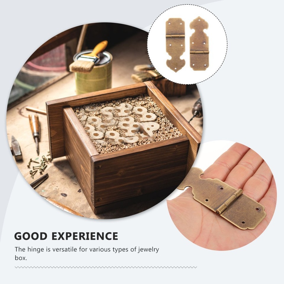 2pcs Cabinet Hinges Antique Brass Hinge Furniture Hardware Jewelry Box ...