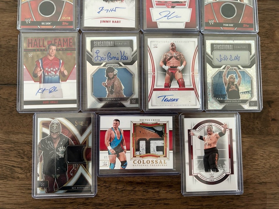 14 WWE Auto Relic Lot Kurt Angle AEW TNA Autograph Spike Dudley ...