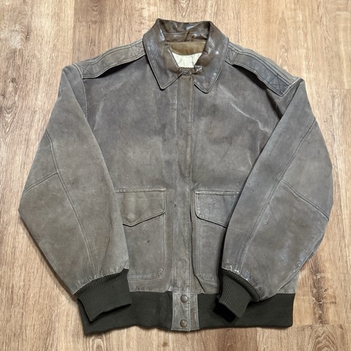 Vintage Global Identity G-III Leather Bomber Jacket Brown Lined Zip Up ...